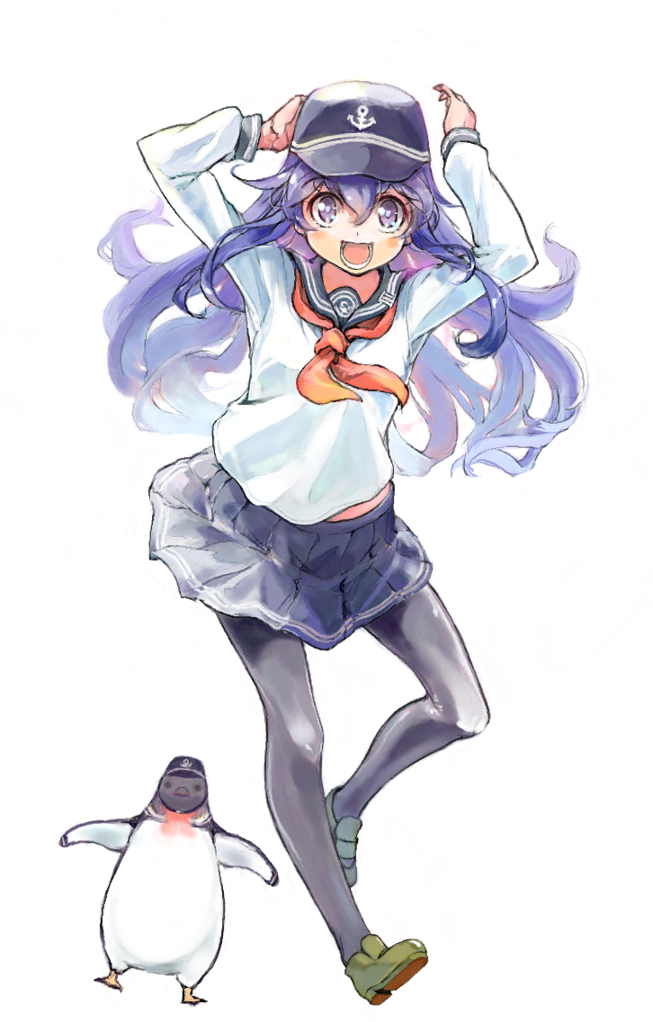 Safebooru - 1girl :d akatsuki (kantai collection) anchor symbol bird ...