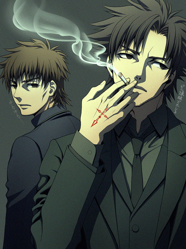 Safebooru - black eyes black hair brown eyes brown hair cigarette ...