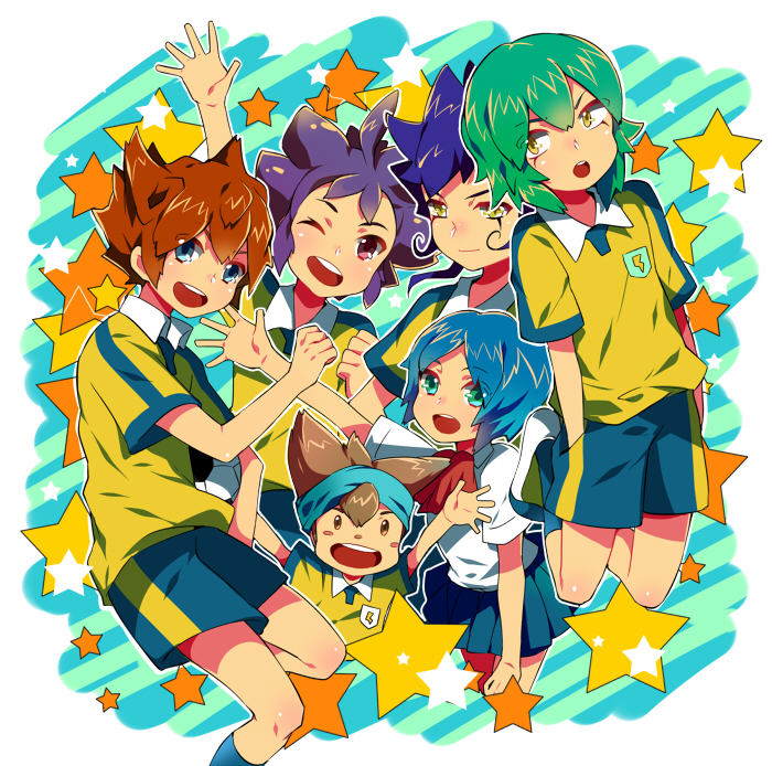 Safebooru - 5boys akishima kei bad id blue eyes blue hair brown hair ...