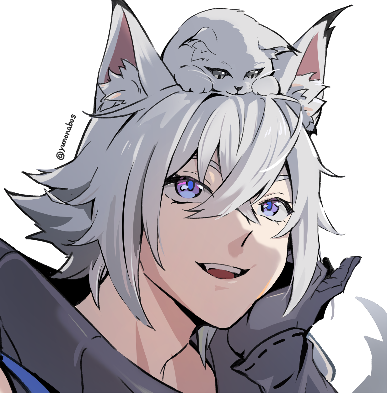 Safebooru - 1boy animal ears animal on head artist name black gloves ...