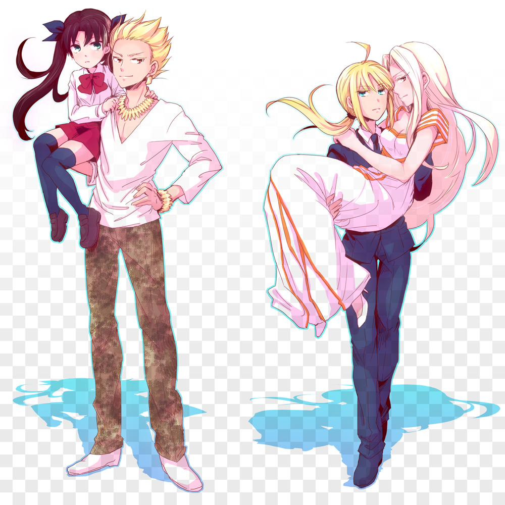 Safebooru - 1girl 3girls ahoge aqua eyes black legwear blonde hair bow bracelet brown hair ...