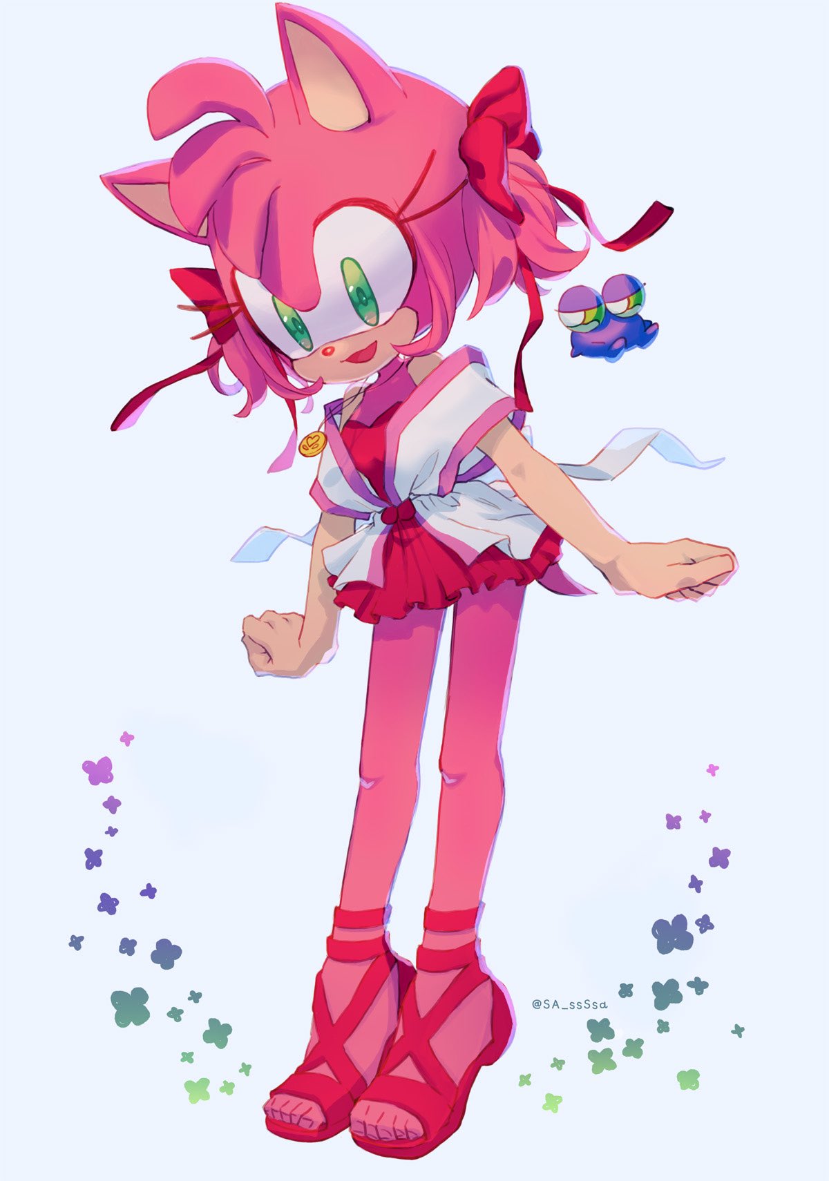 Safebooru - 1girl :d alternate costume amy rose animal ears animal nose bow eyelashes full body ...