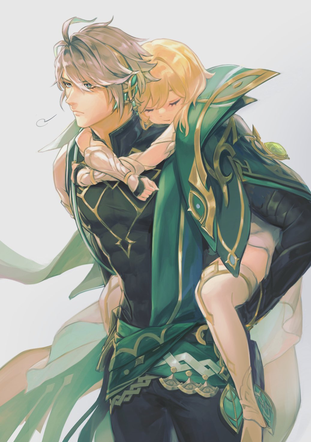 Safebooru - 1boy 1girl ahoge alhaitham (genshin impact) black shirt ...