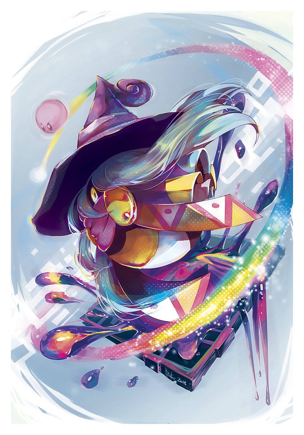 Safebooru - blue hair border drawcia dripping full body hair over one ...