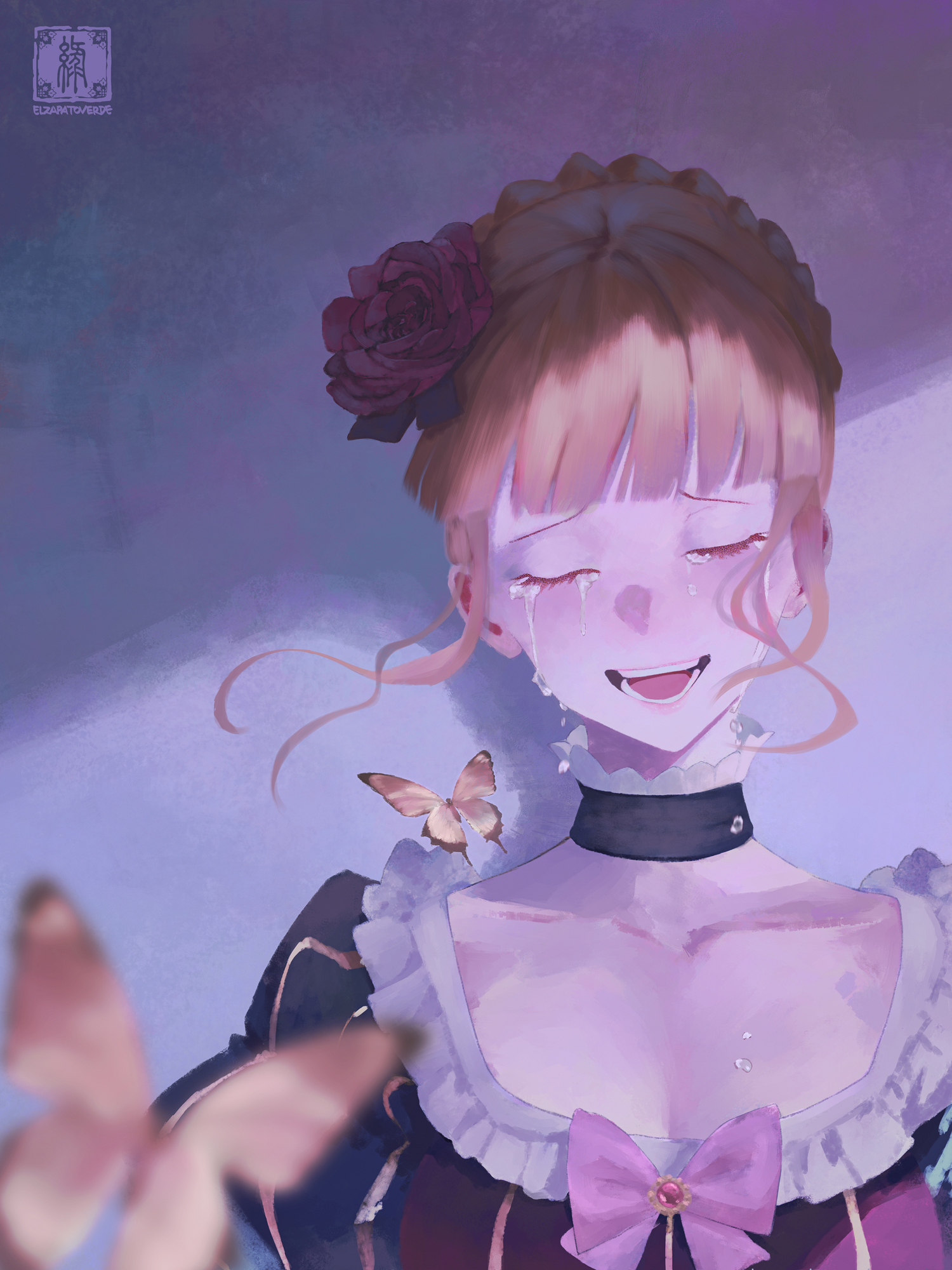 Safebooru - 1girl beatrice (umineko) blonde hair blunt bangs blush bug butterfly closed eyes ...