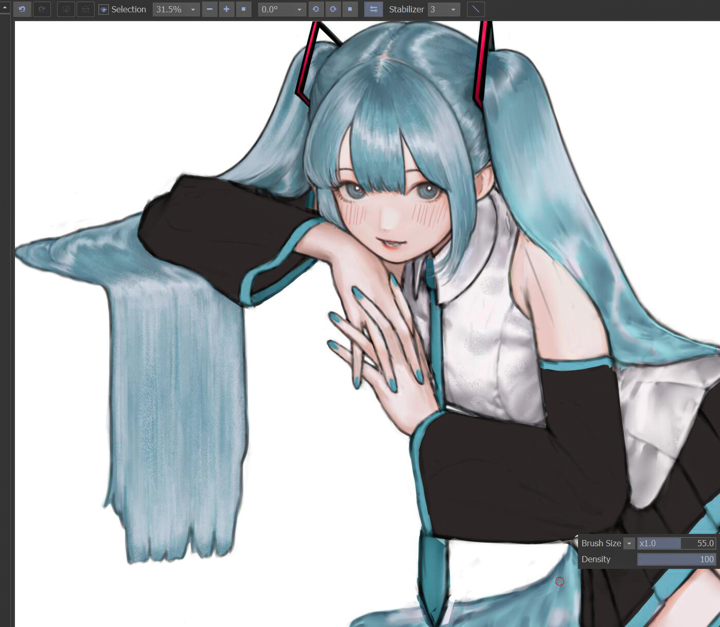 Safebooru - 1girl aqua eyes aqua hair aqua nails aqua necktie art program in frame black skirt ...