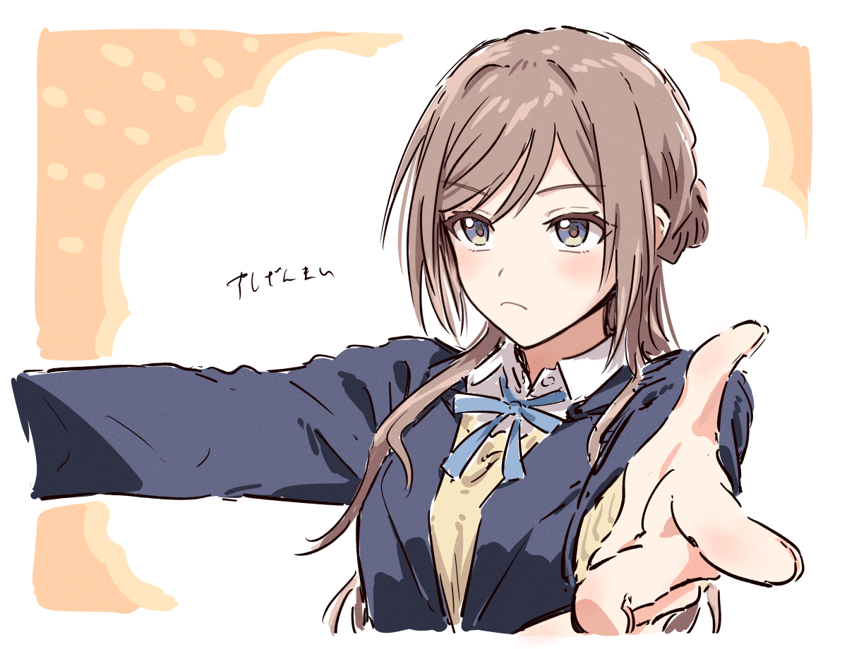 Safebooru - 1girl blazer blue jacket blue ribbon blush brown hair bullfalk gakuen idolmaster ...