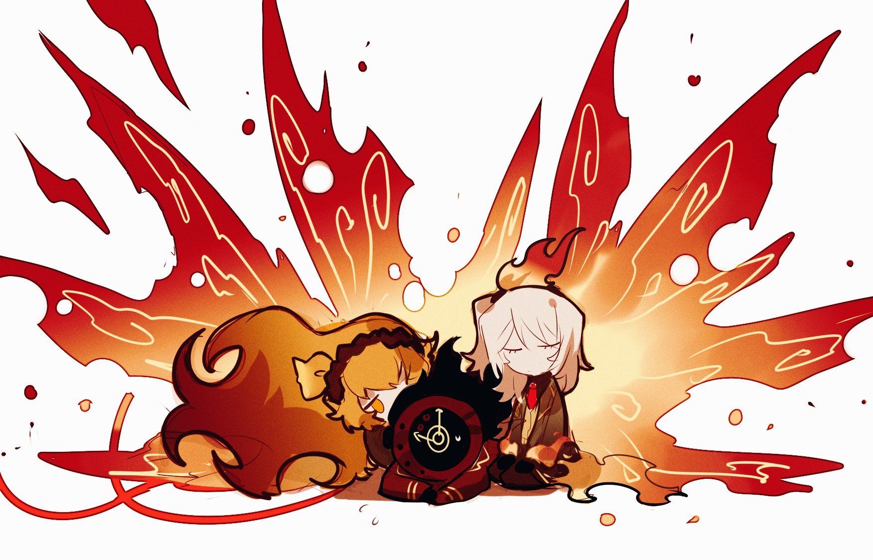 Safebooru - 1other 2girls aislan ardor blossom star (e.g.o) black ...