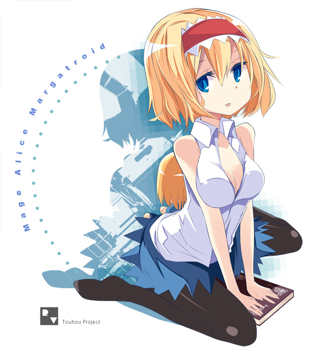Safebooru - alice margatroid alternate costume bare shoulders black legwear blonde hair blue ...
