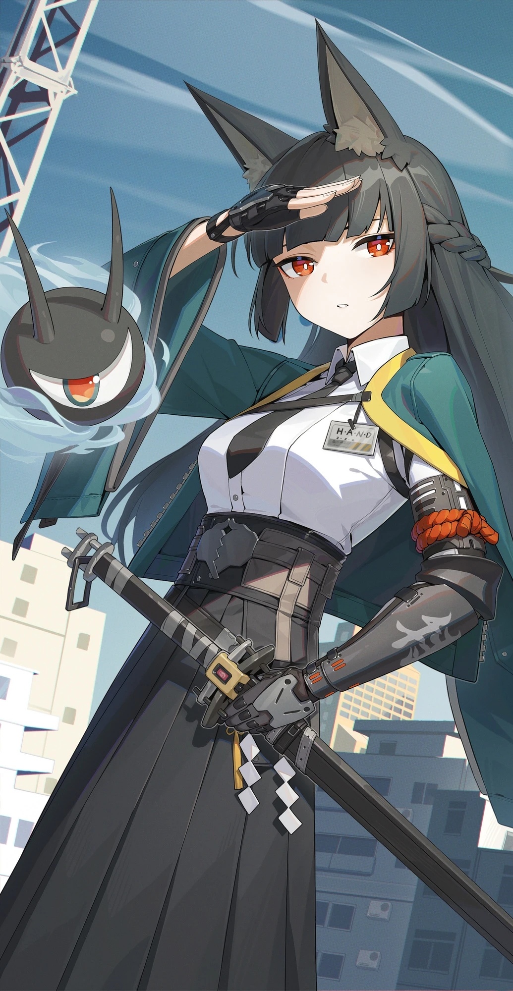 Safebooru - 1girl animal ears fox ears hoshimi miyabi katana long hair ...
