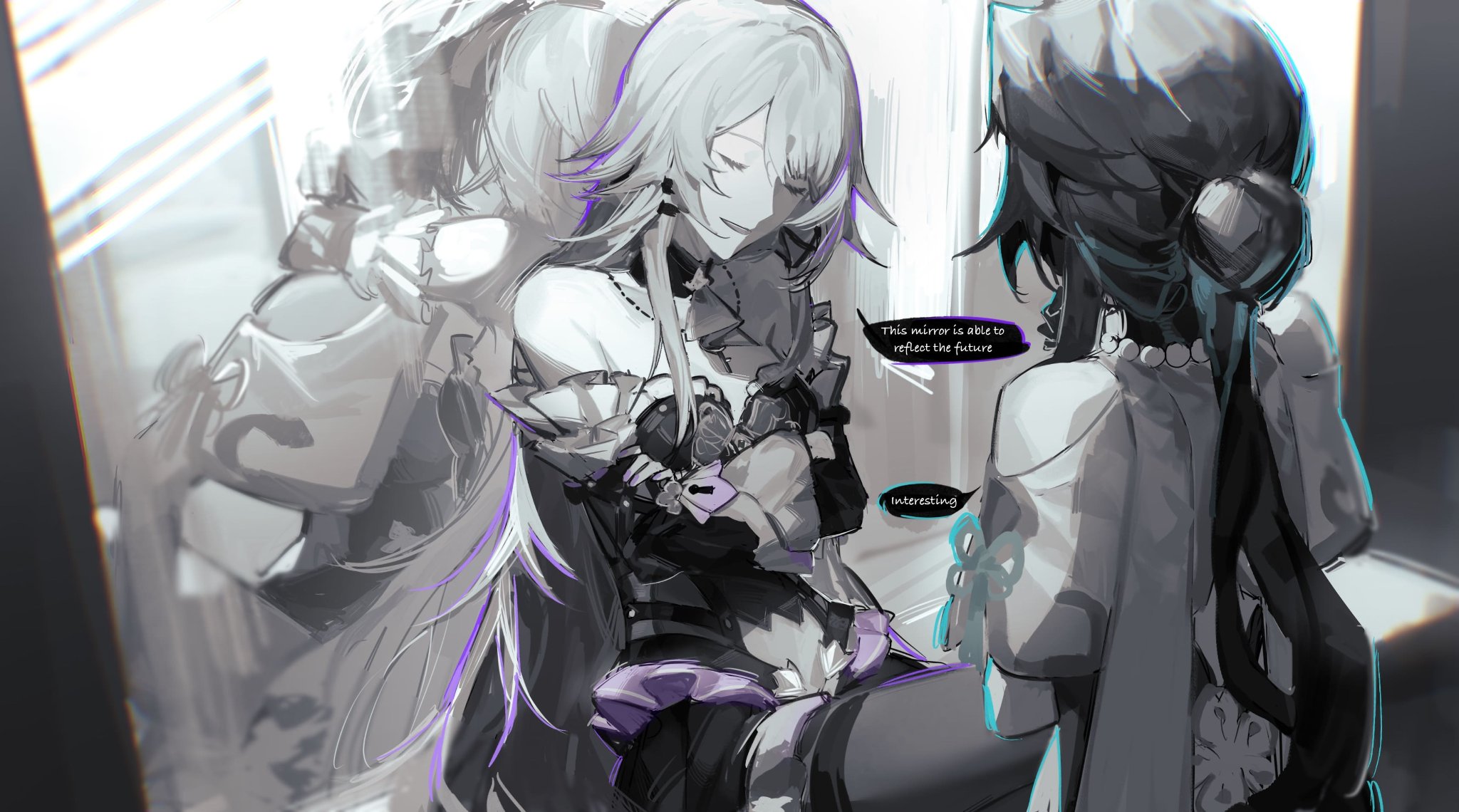 Safebooru - 1nuyaki 2girls bare shoulders bead necklace beads closed eyes crossed arms crossed ...