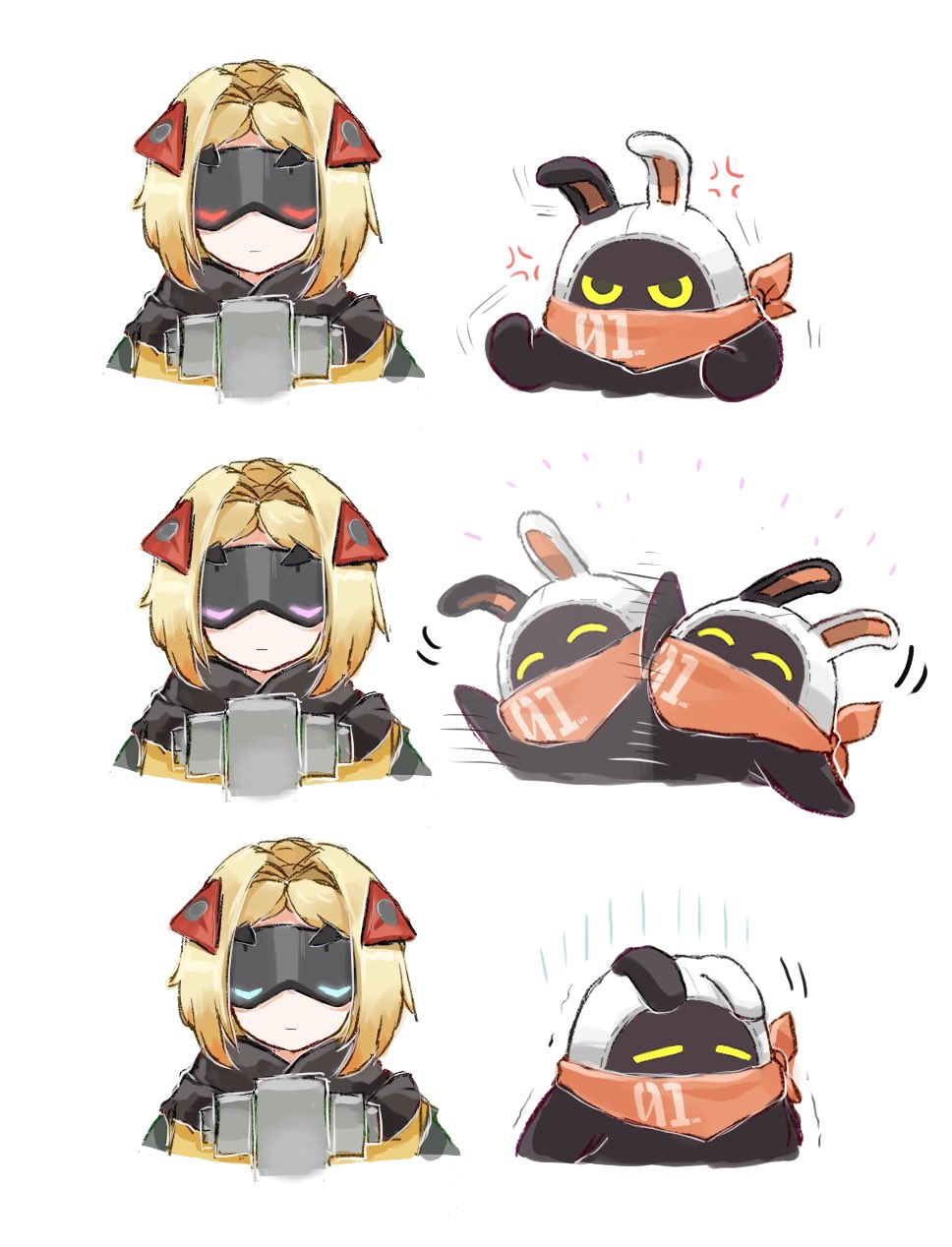 Safebooru - 1girl 1other ^ ^ angry az79709363 bandana bandana around ...