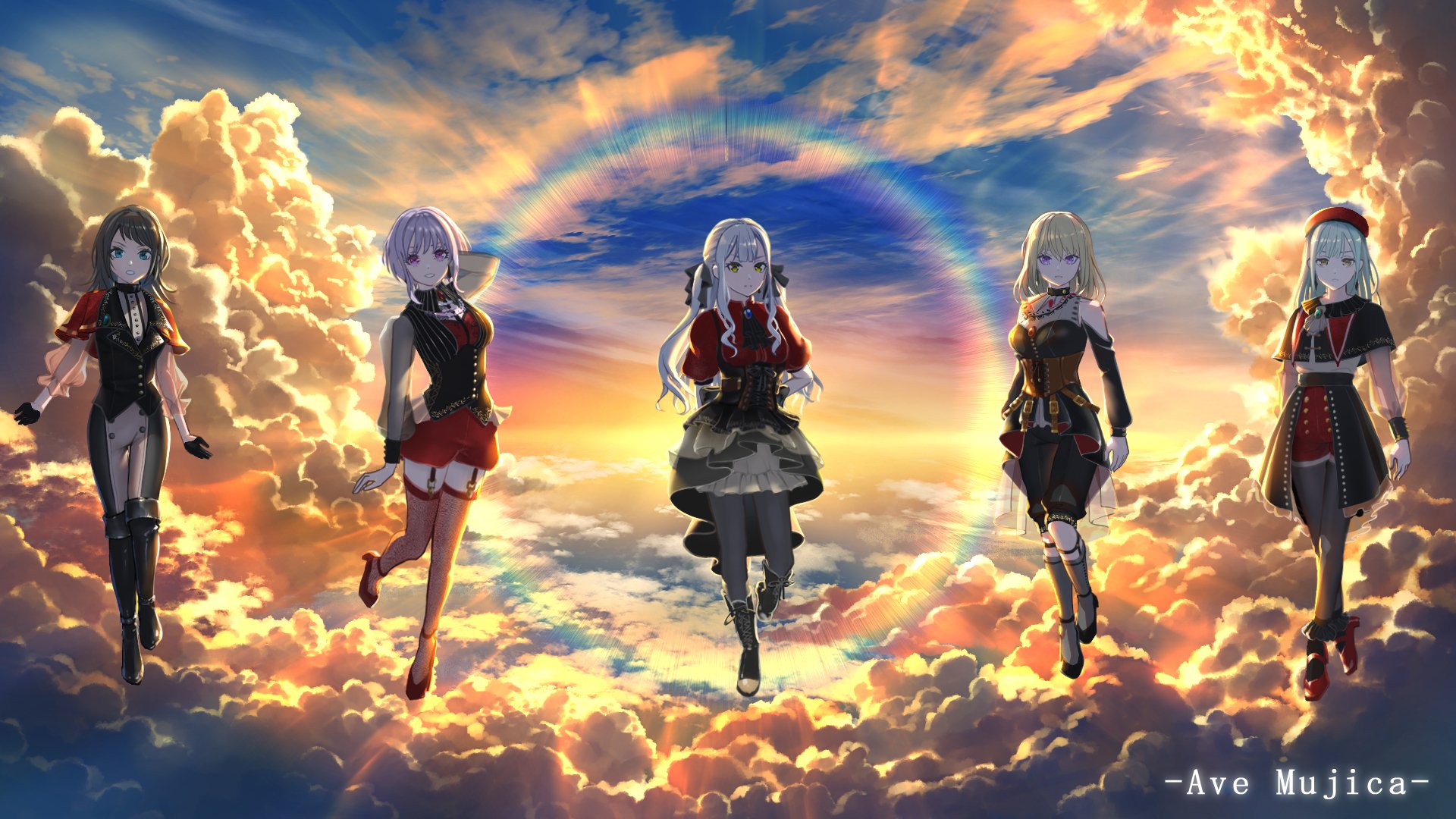 Safebooru - 5girls amoris (bang dream!) arm up ascot ave mujica (bang dream!) bang dream! bang ...