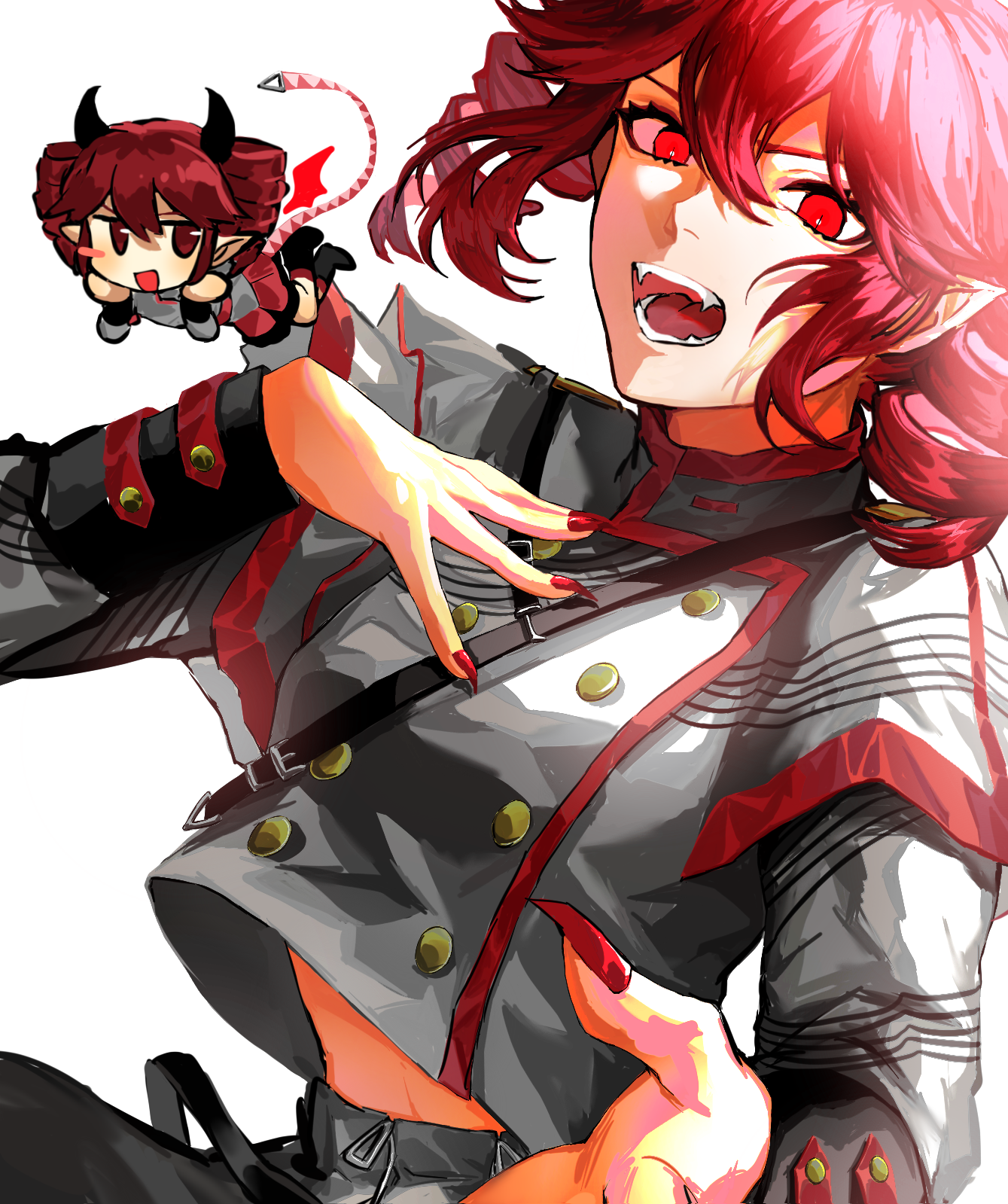 Safebooru - 1girl bailangzhuzhou black horns chibi chinese commentary ...