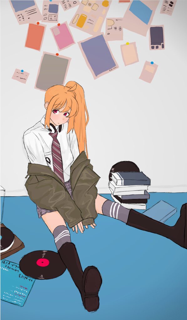 Safebooru - 1girl ahoge black boots blonde hair bocchi the rock! boots brown jacket closed mouth ...