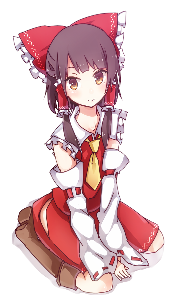 Safebooru - 1girl boots brown eyes brown hair detached sleeves hair ...