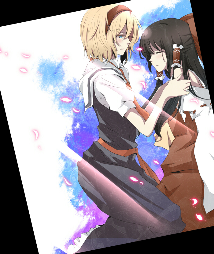 Safebooru - alice margatroid bare shoulders black hair blonde hair blue dress blue eyes bow ...