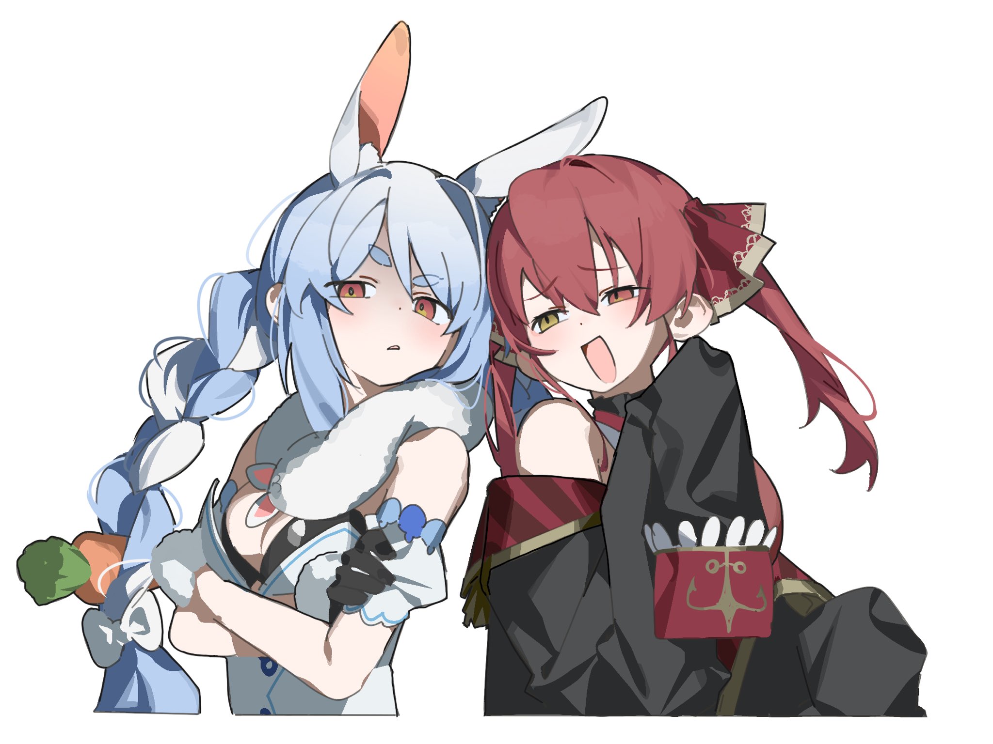 Safebooru - 2girls animal ears blue hair braid heterochromia highres ...