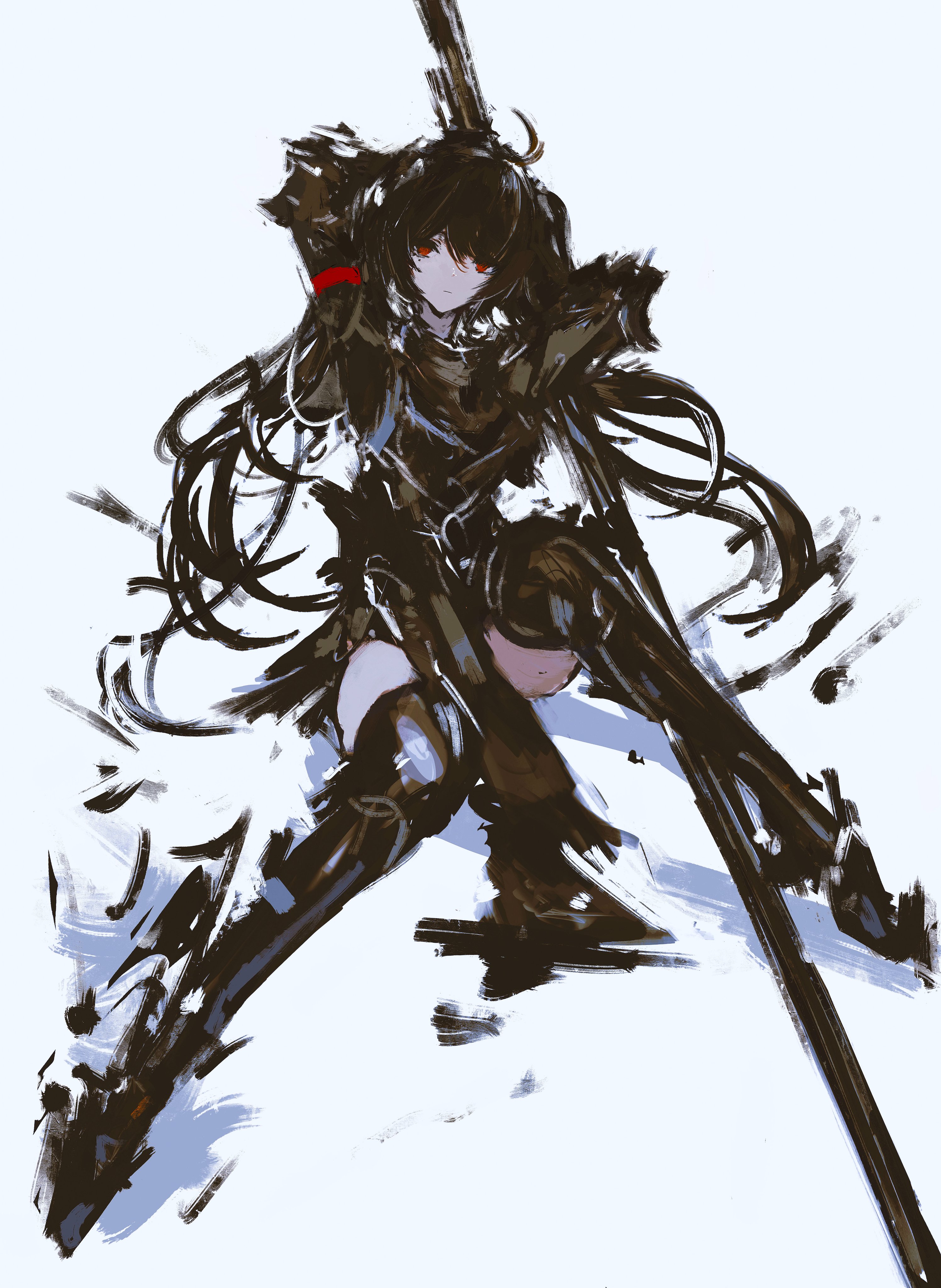 Safebooru - 1girl absurdres armor black armor black hair english commentary expressionless full ...