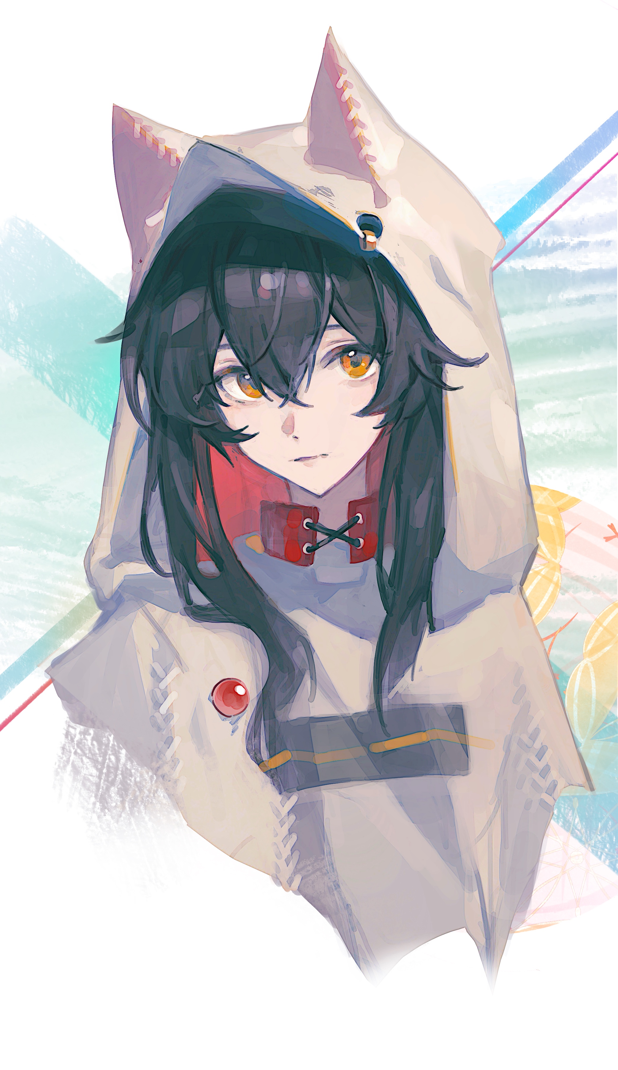 Safebooru - 1girl absurdres alternate costume animal ears animal hood arknights black hair cat ...