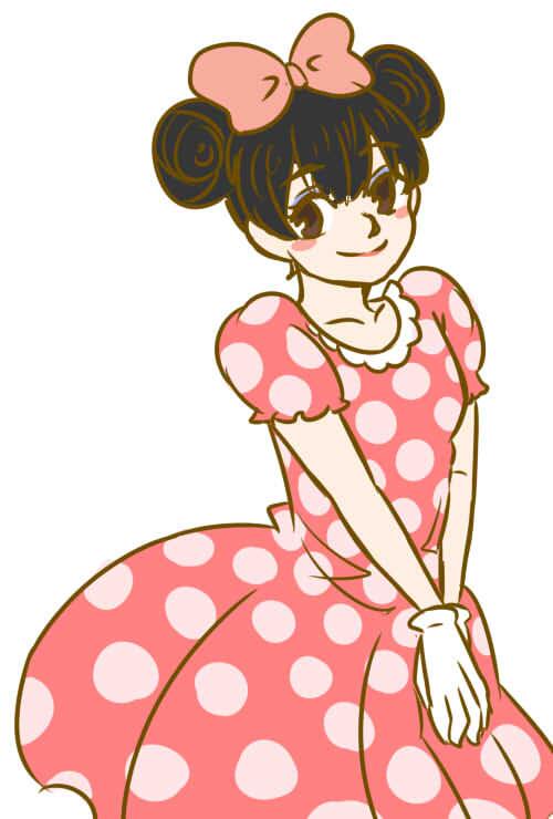 Safebooru - 1girl black hair bow closed mouth disney dress gloves hair ...