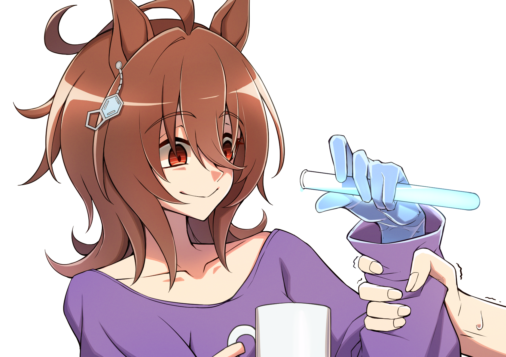 Safebooru - 1girl 1other agnes tachyon (umamusume) ahoge animal ears blue gloves brown hair ...
