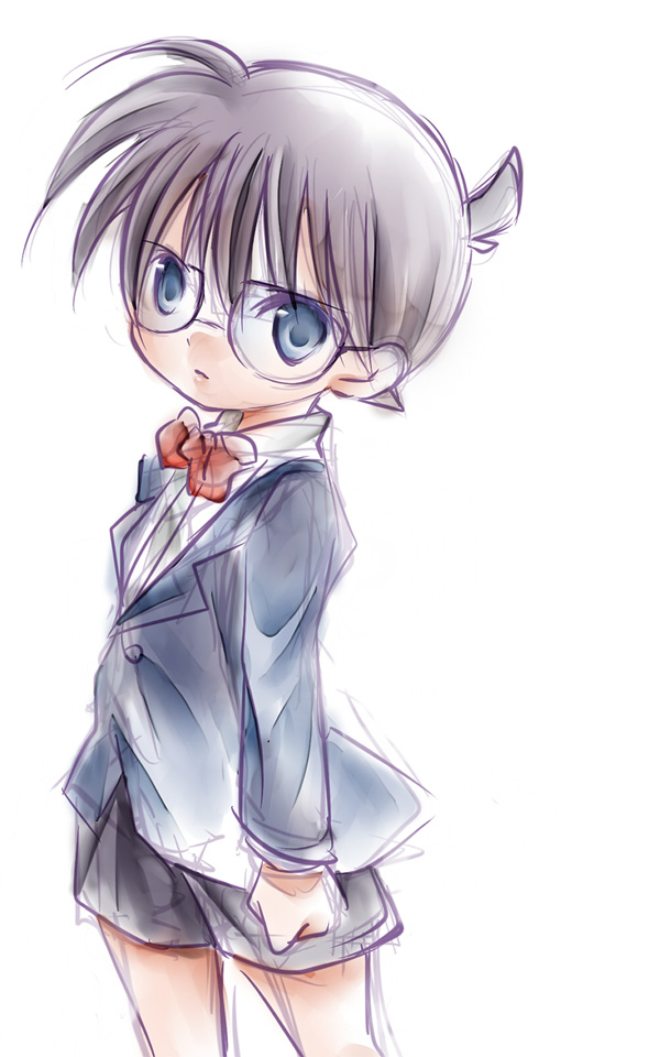 Safebooru - blazer blue eyes bowtie brown hair detective conan edogawa ...