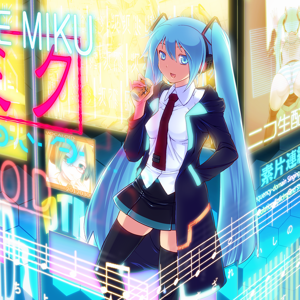 Safebooru - casual hair ribbon hatsune miku headphones mochisuke teru ...