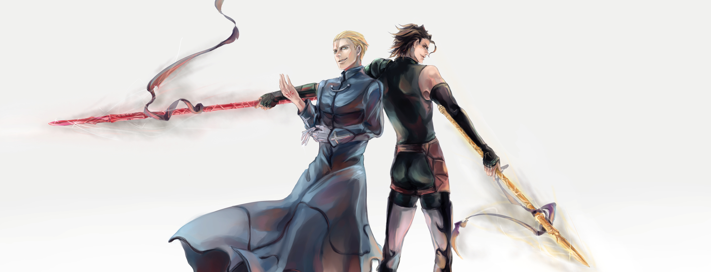 Safebooru - ahoge black hair blonde hair command spell dual wielding ...