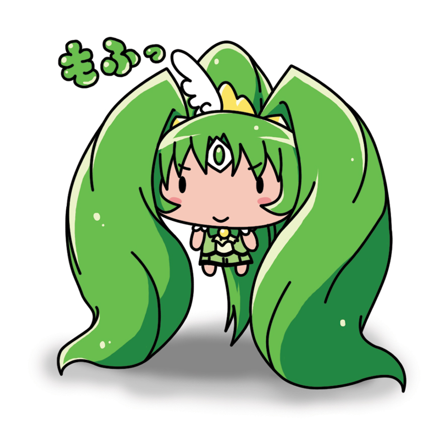 Safebooru - big hair blush stickers chibi cure march dress green hair ...