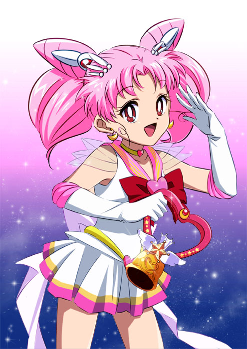 Safebooru - bishoujo senshi sailor moon blue background bow chibi usa ...