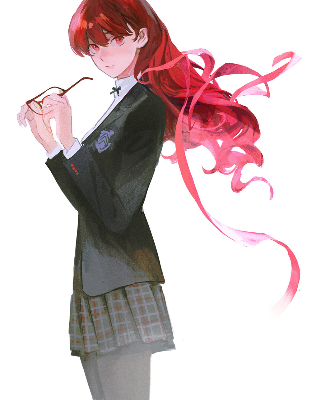 Safebooru - 1girl black socks curly hair glasses highres huangdanlan ...