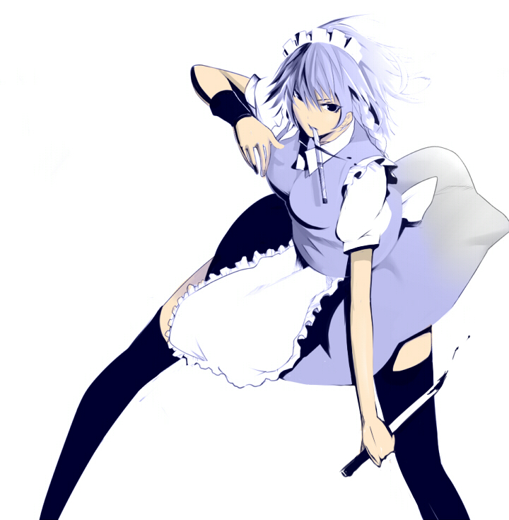 Safebooru - azuuri bad id black eyes braid dress izayoi sakuya knife ...