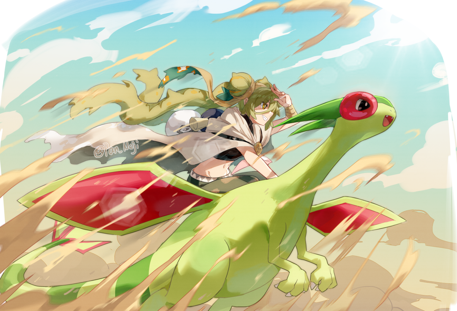 Safebooru - 1girl 1other artist name black shirt claws cloak commission ...