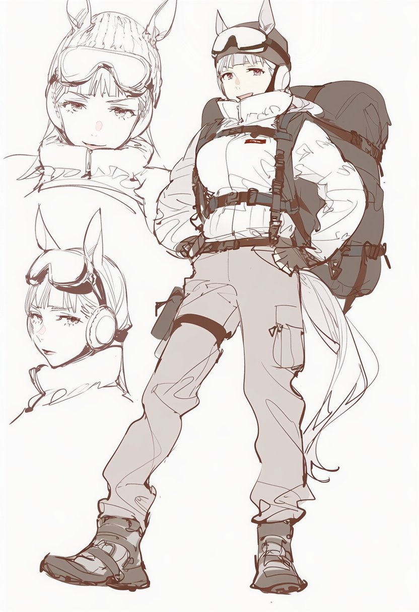 Safebooru - 1girl alternate costume animal ears backpack bag boots earmuffs full body gloves ...