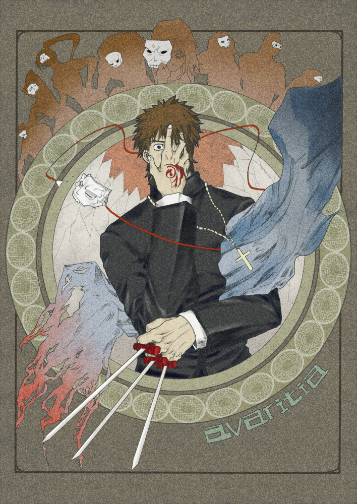 Safebooru - assassin (fate/zero) between fingers black keys brown eyes ...