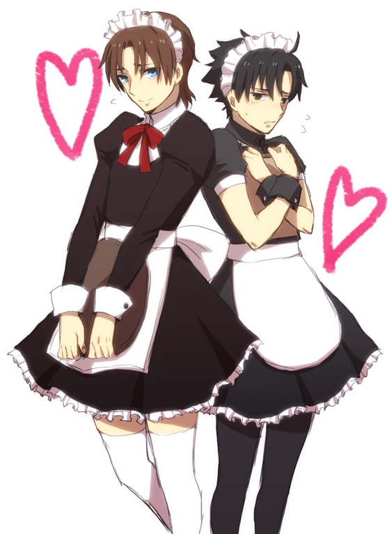 Safebooru - afjc alternate costume apron black eyes black hair black legwear blue eyes blush ...