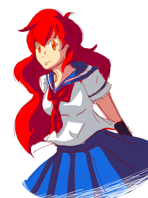Safebooru - drawfag long hair magami eiko project a-ko red eyes red ...
