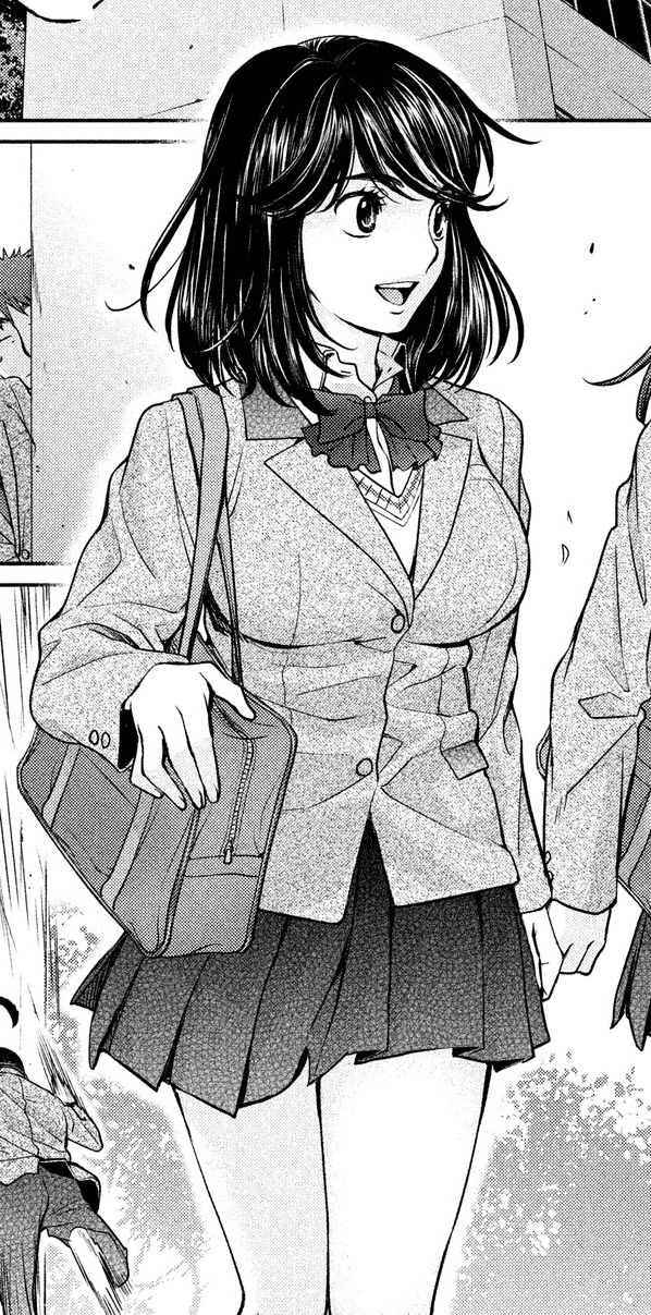 Safebooru - 1girl :d amamiya (hantsu x trash) bag black hair blazer bow breasts cowboy shot ...