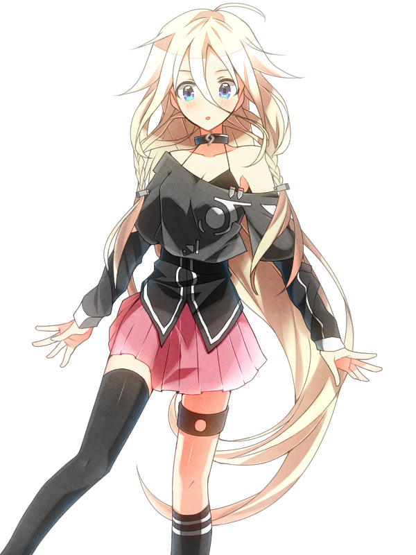 Safebooru - ahoge bare shoulders blonde hair blue eyes blush braid choker footwear ia (vocaloid ...