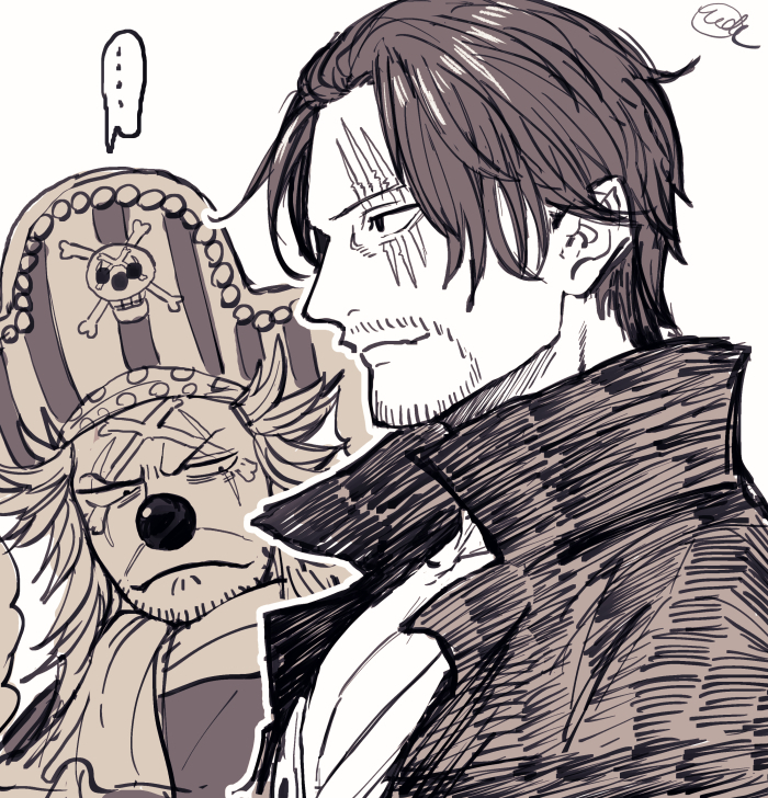 Safebooru - 2boys ascot buggy the clown closed mouth girl staring at ...