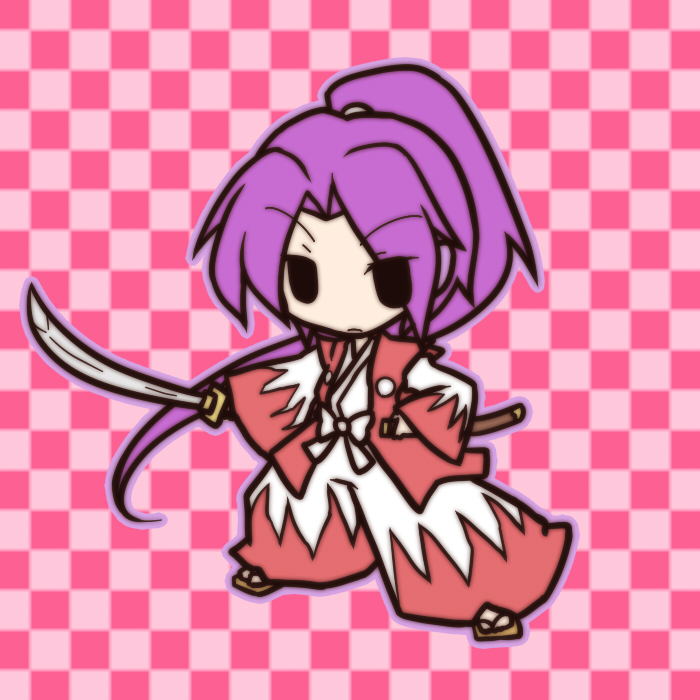 Safebooru - 1girl androgynous checkered checkered background chibi ...
