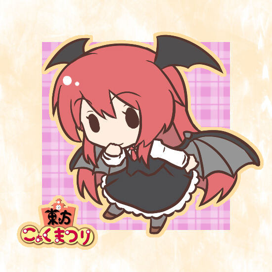 Safebooru - 1girl bat wings chibi dress fushigi ebi hand to mouth head ...