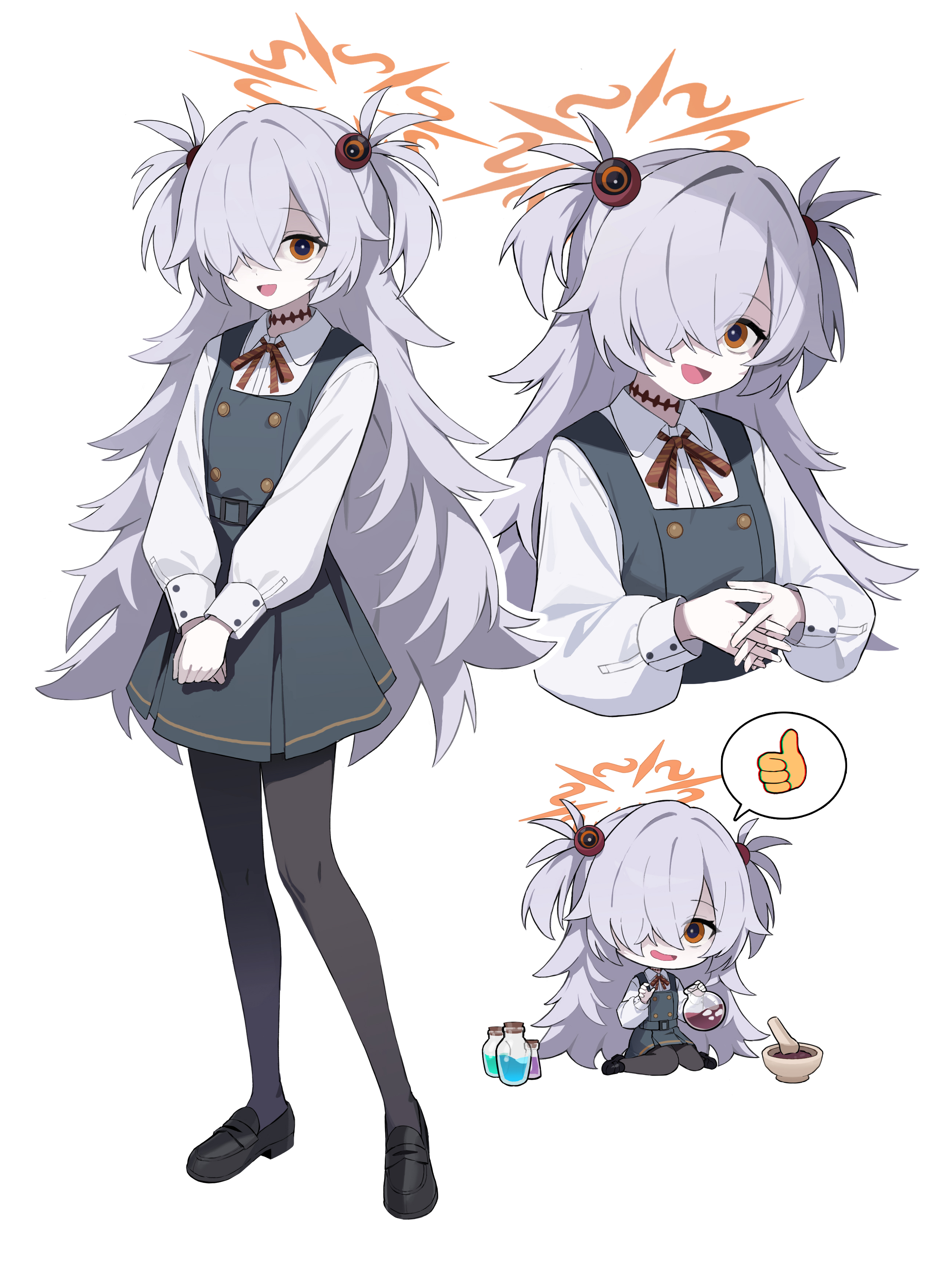 Safebooru - :d absurdres arms up bags under eyes black eyes black pantyhose blue archive bow ...