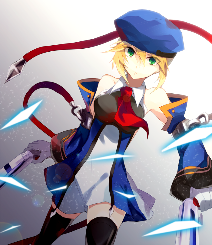 Safebooru - ascot bare shoulders blazblue blonde hair bolverk detached ...