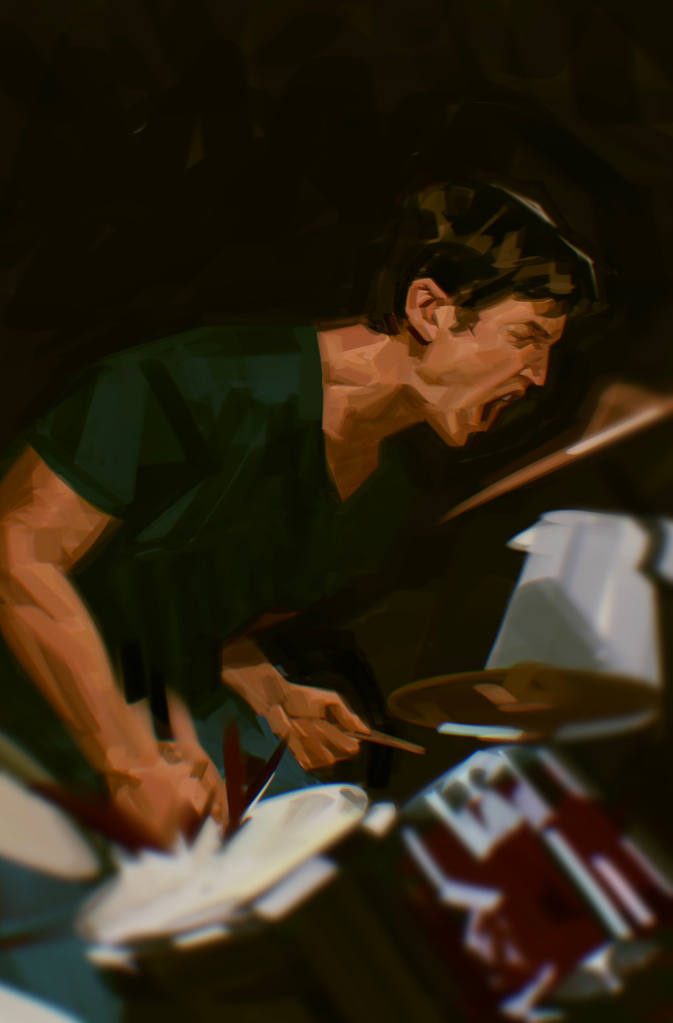 Safebooru - 1boy andrew neiman angry black hair black shirt drum drum ...