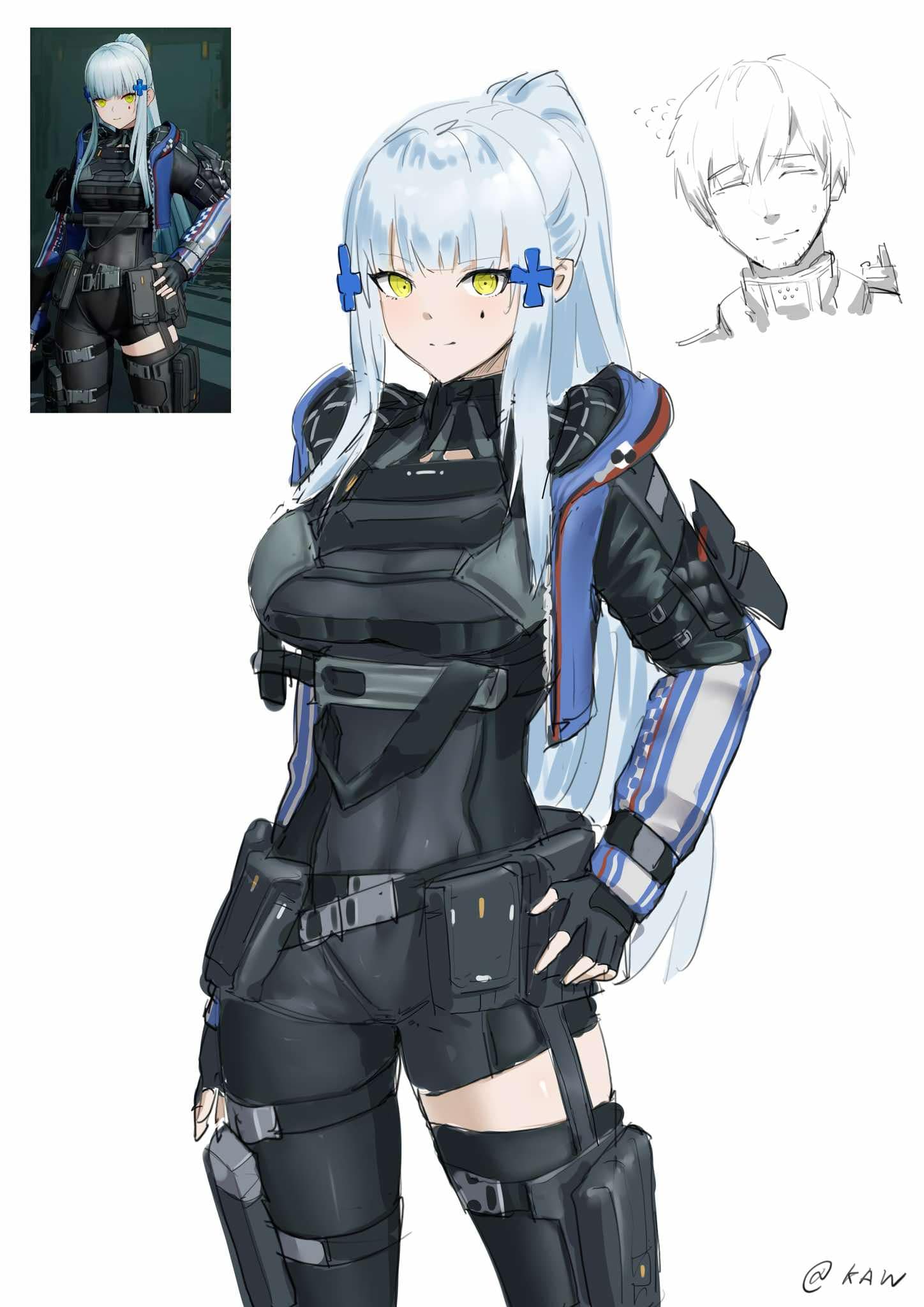 Safebooru - 1boy 1girl blue hair commander (girls' frontline) game ...