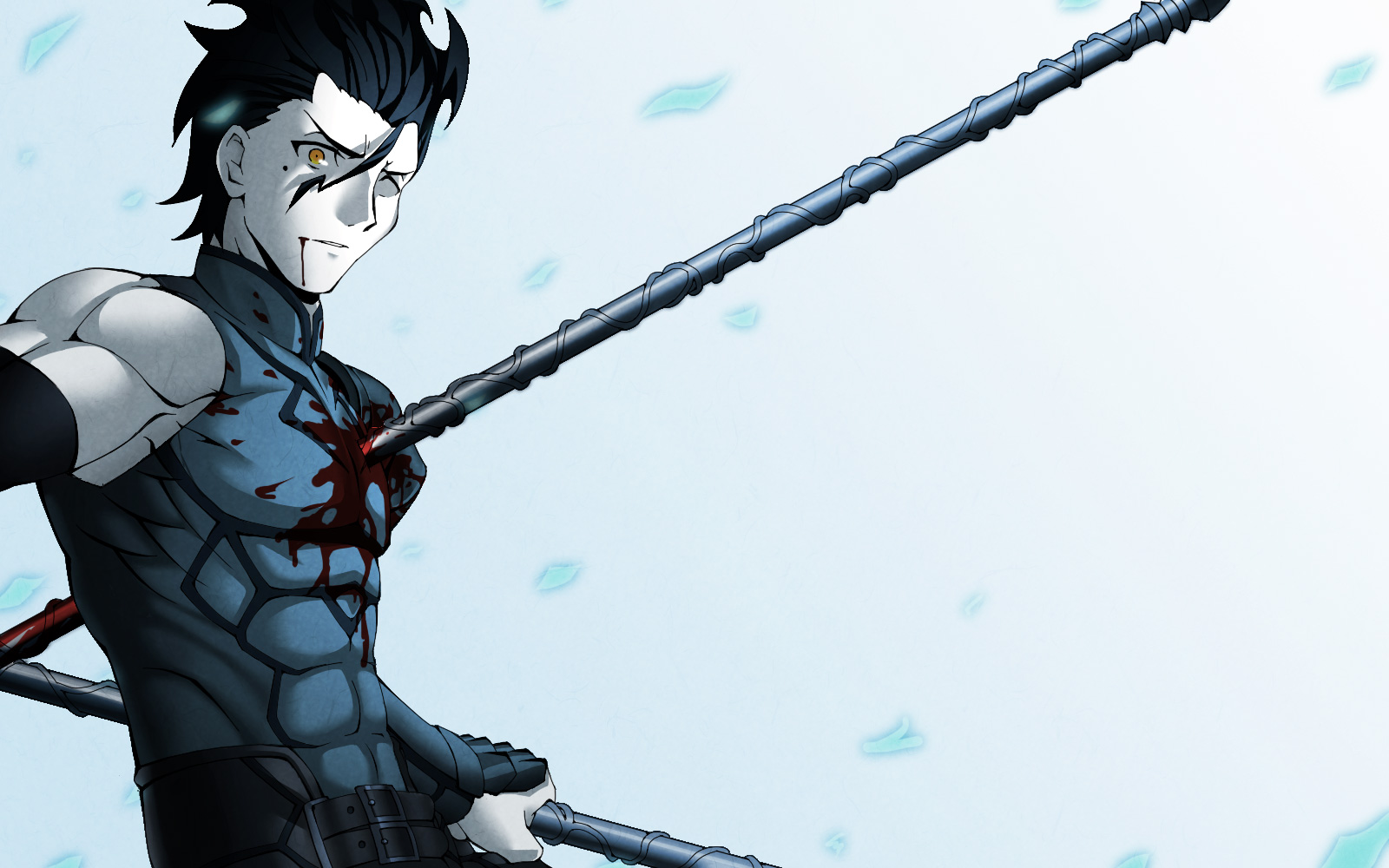 Safebooru - ahoge black hair blood blue blue background fate/zero fate ...