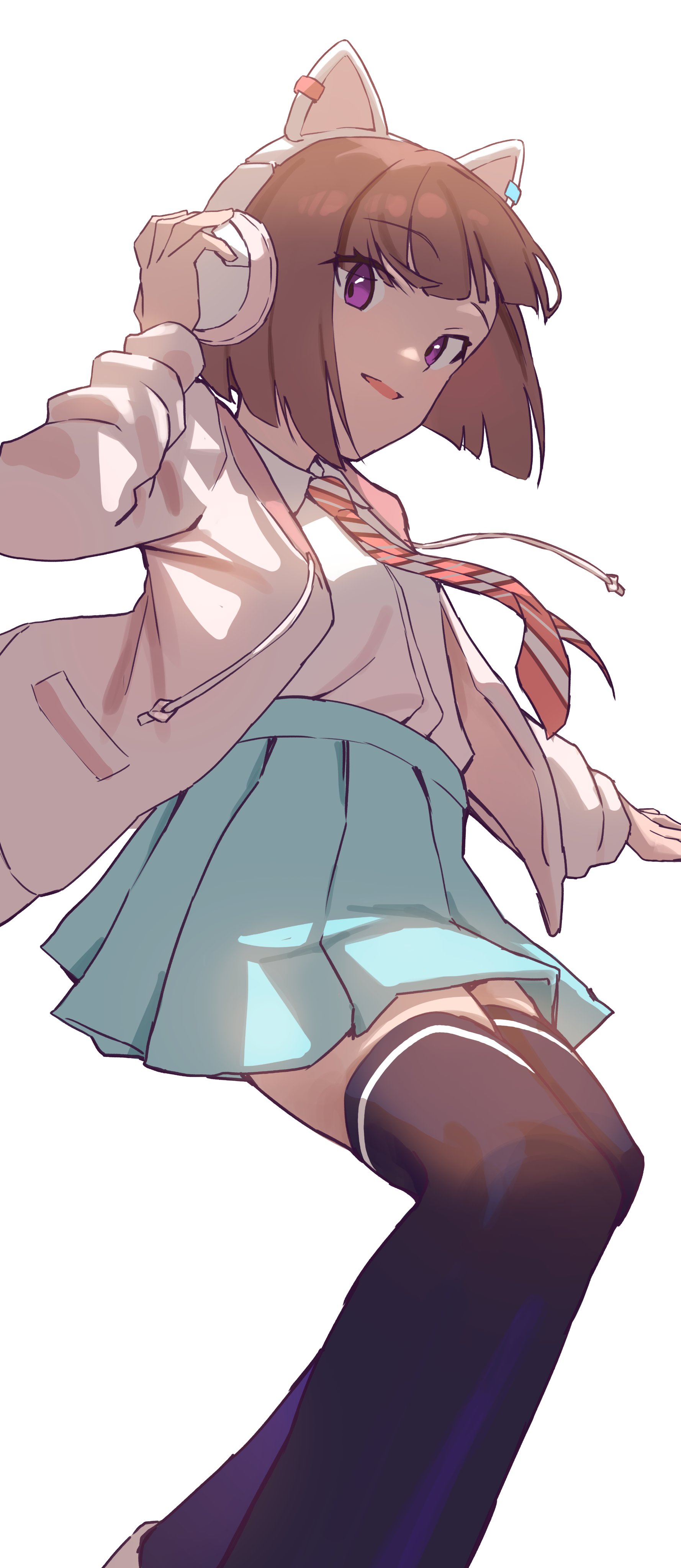 Safebooru - 1girl absurdres animal ear headphones animal ears black ...