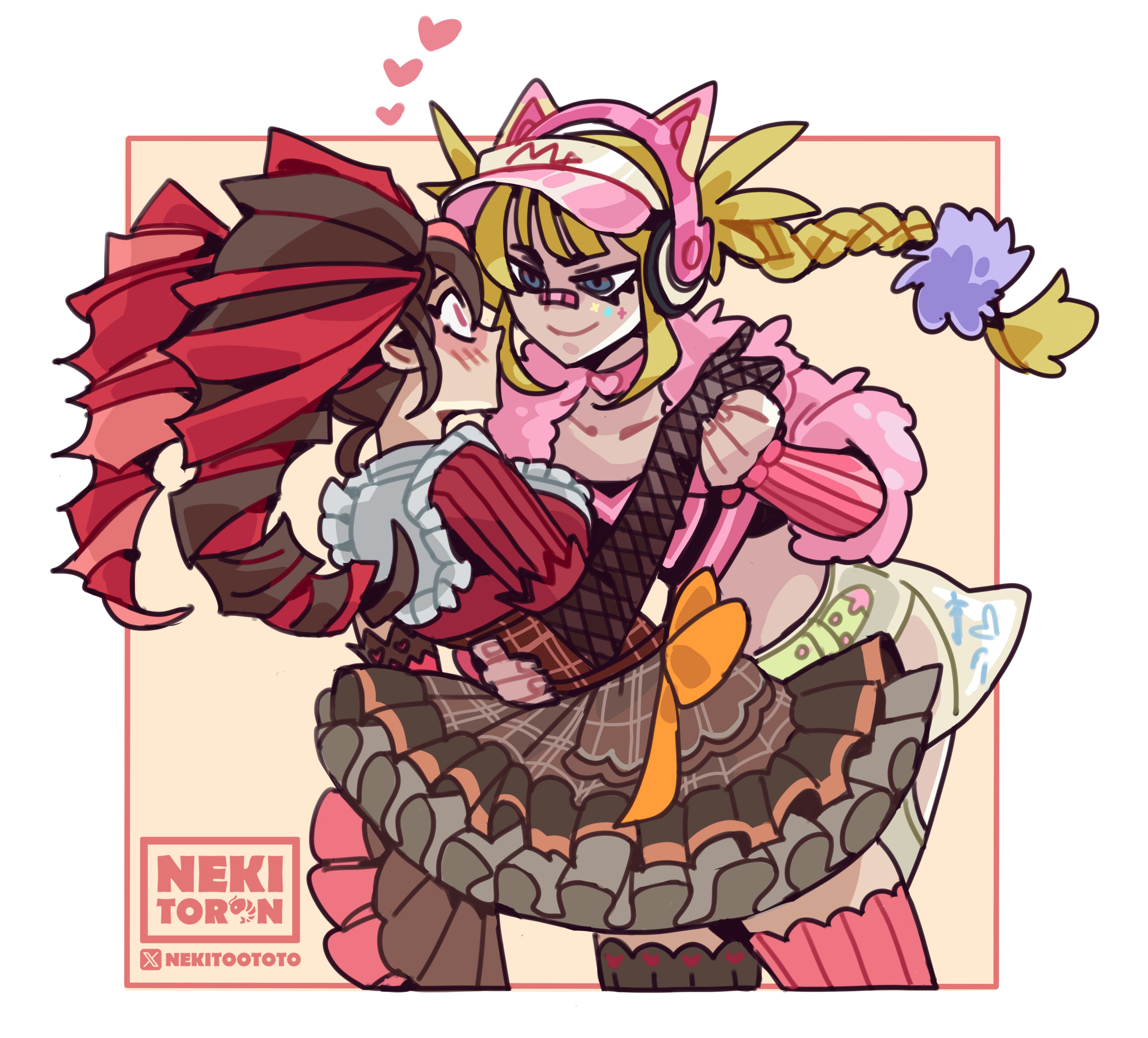 Safebooru - 2girls absurdres animal ears blonde hair blue eyes blush ...